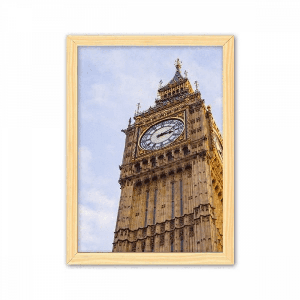 Big Ben cielo azul nubes blancas Cuadro de madera decorativa marco de ...