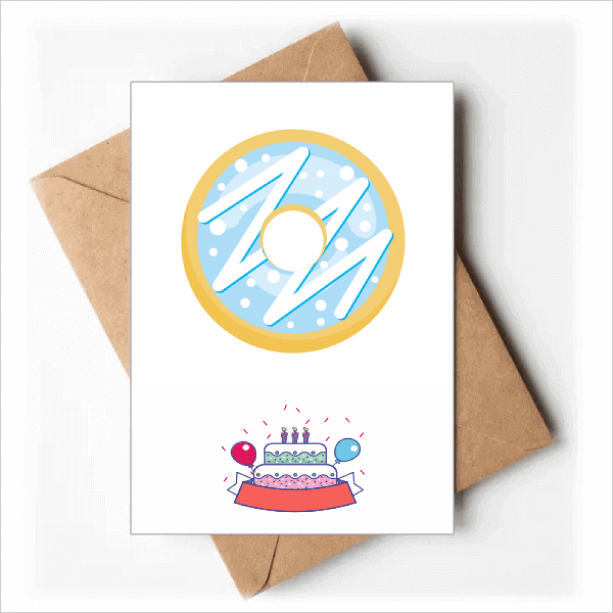 Postre dulce Azul dona alimentos Tarjetas de cumpleaños en sobres en ...