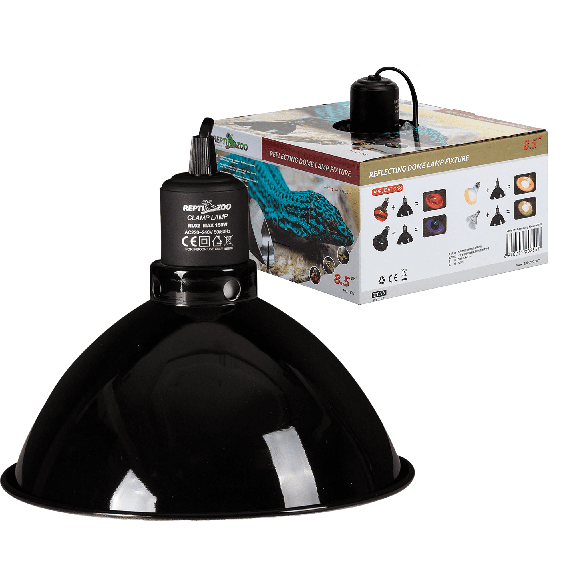 Reptizoo Lámpara De Domo Sencilla, 21 Cm de diametro, para Terrarios de ...
