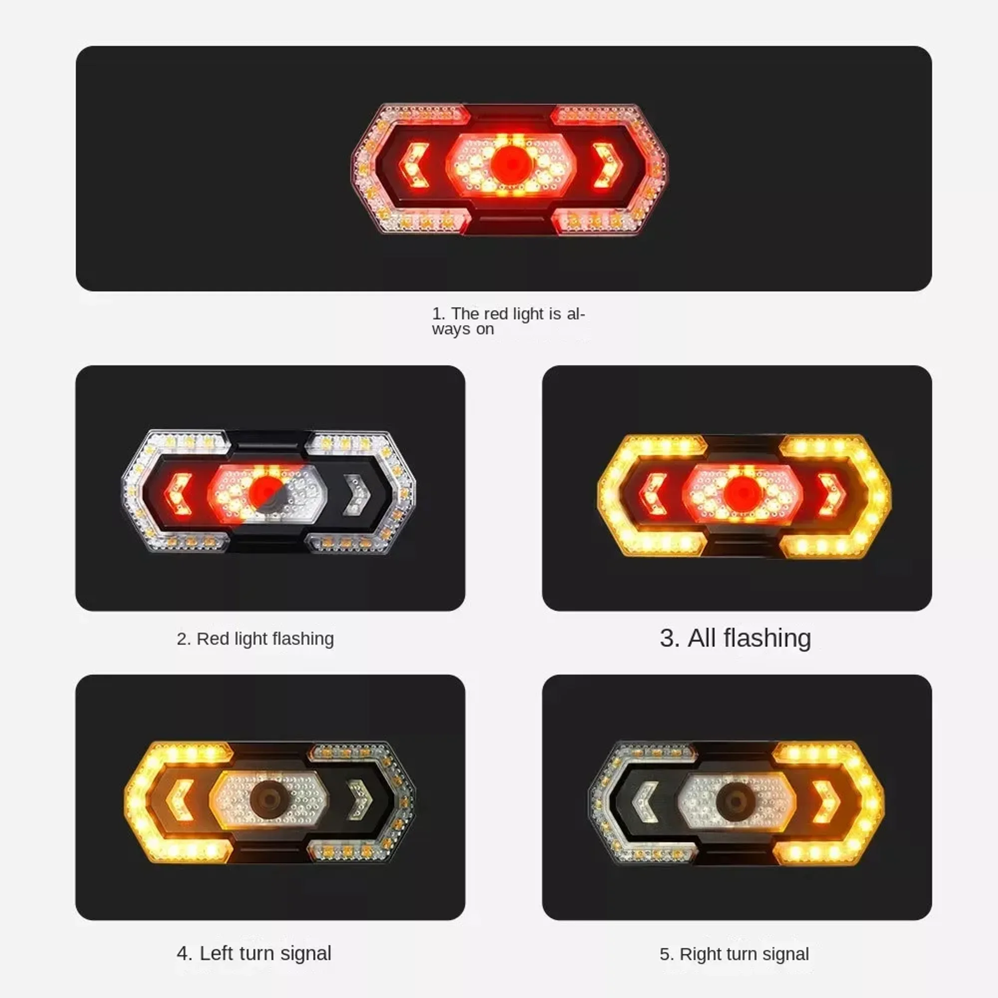 Luz Trasera De Bicicleta Con Señales De Giro Luces Traseras Divididas