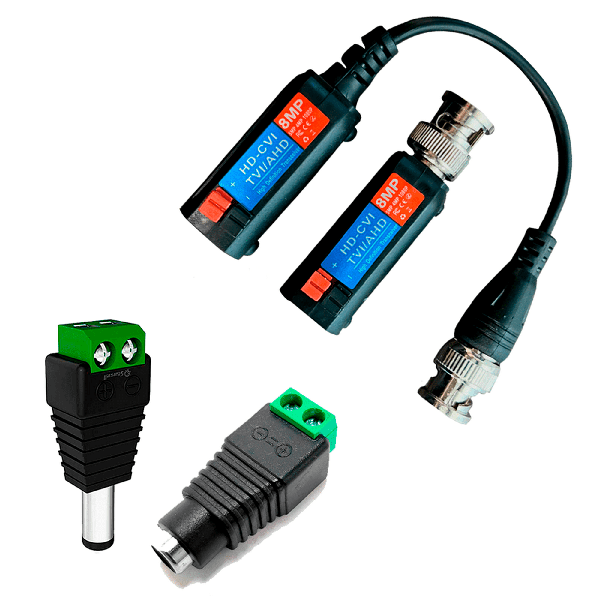 Kit Un Par Balum trasmisor de Video AHD + Conectores Energia para ...