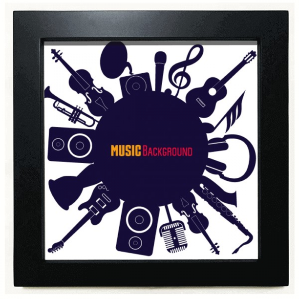 Instrumentos musicales loco Azul ilustrar Mesa de pared con marco cuadrado negro | Walmart en línea