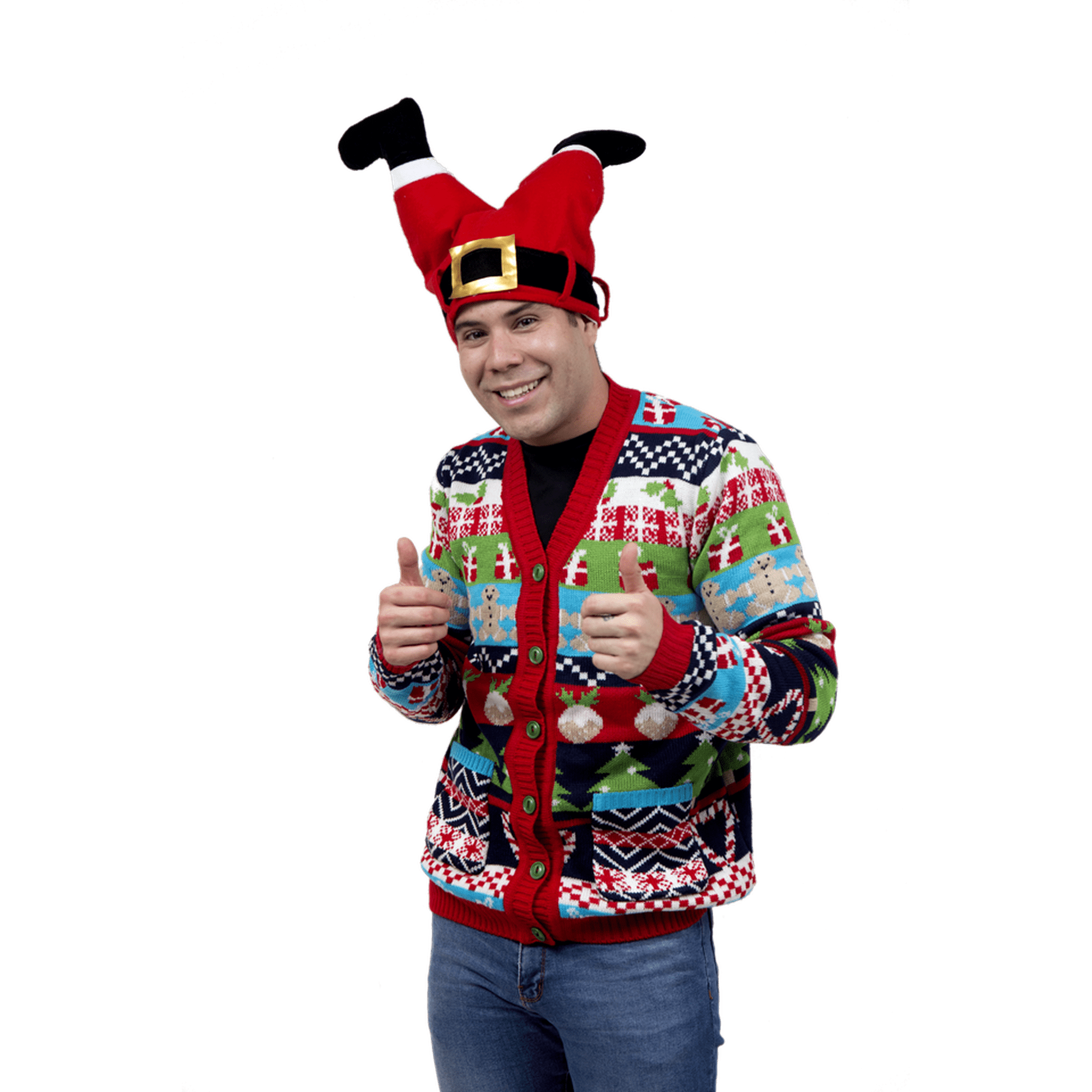 Sueter Ugly Colorido Adulto REV Sueter abierto cuello V tejido ...