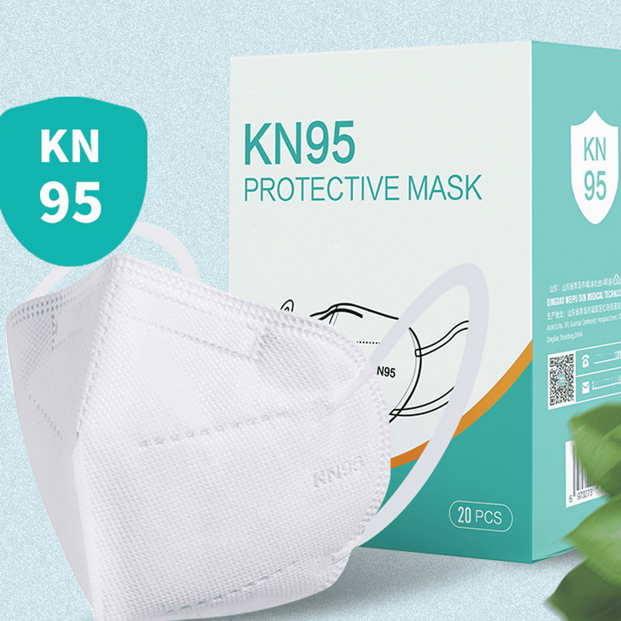 20 máscaras KN95 - Cobertura facial - 5 capas de hilo de alto contenido de partículas Excelente ...