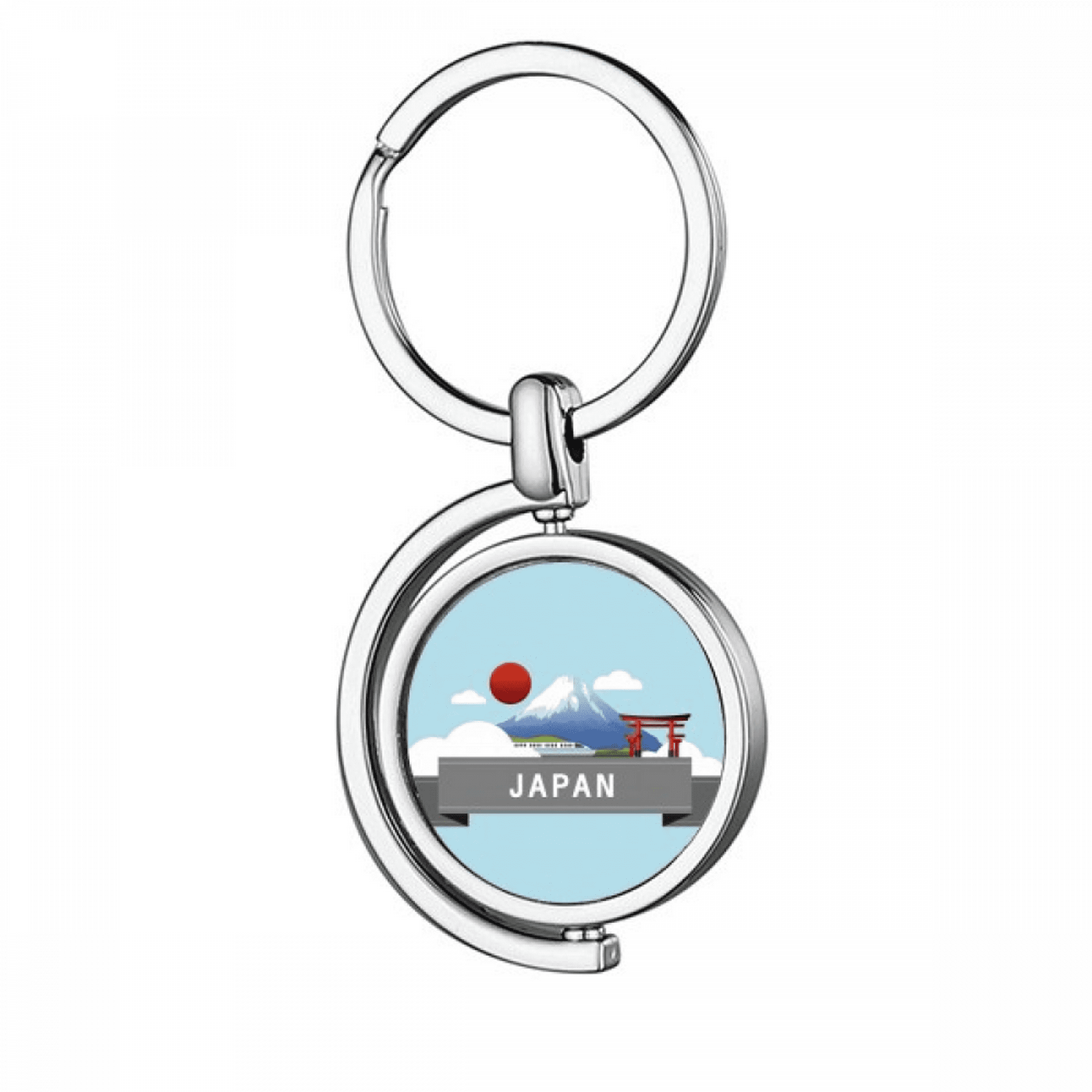 Japón Mount Fuji Red Sun Rail tren Temple Rotating keychain Metal ...