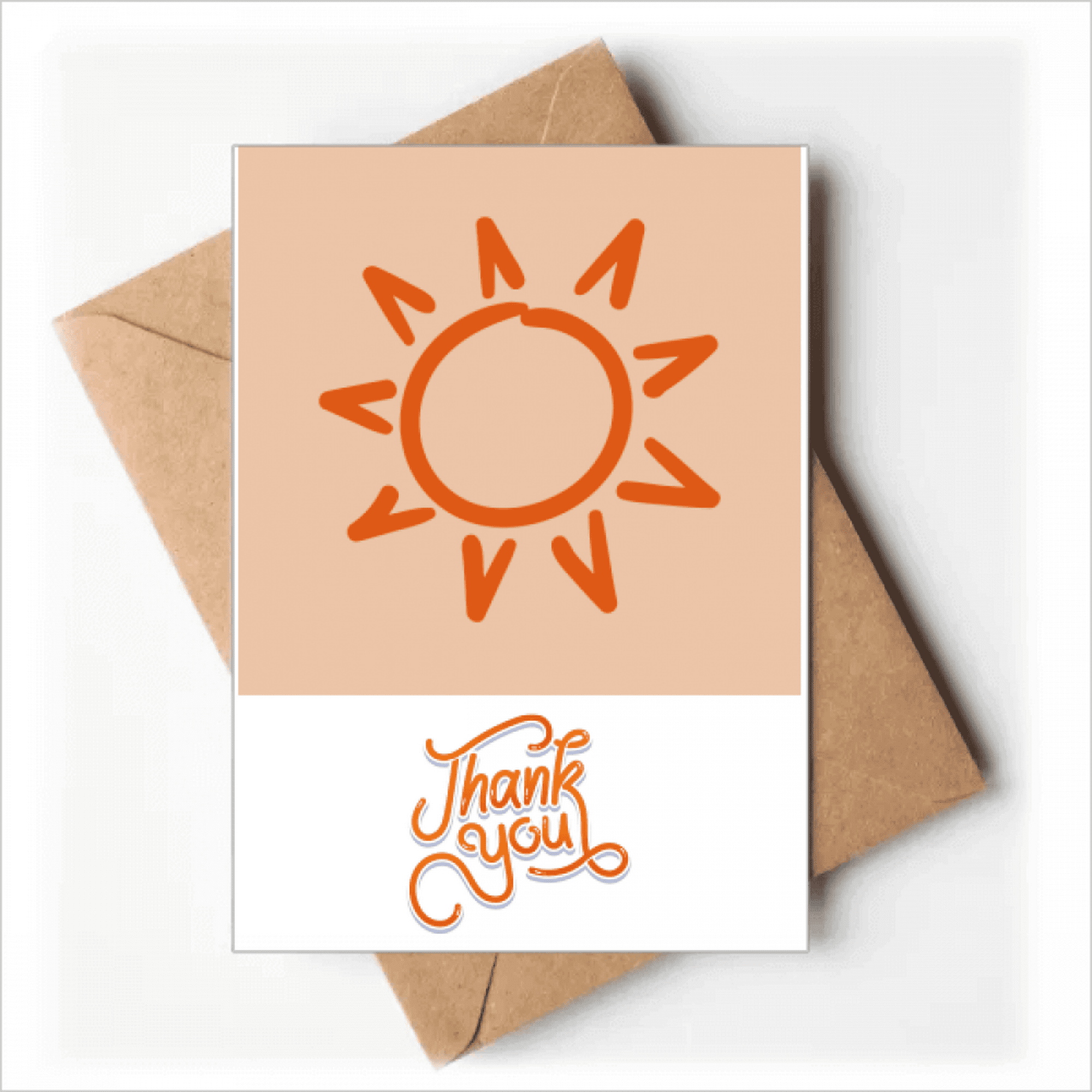 Sol Sol mano pintura naranja Nota en blanco del sobre de la tarjeta de ...