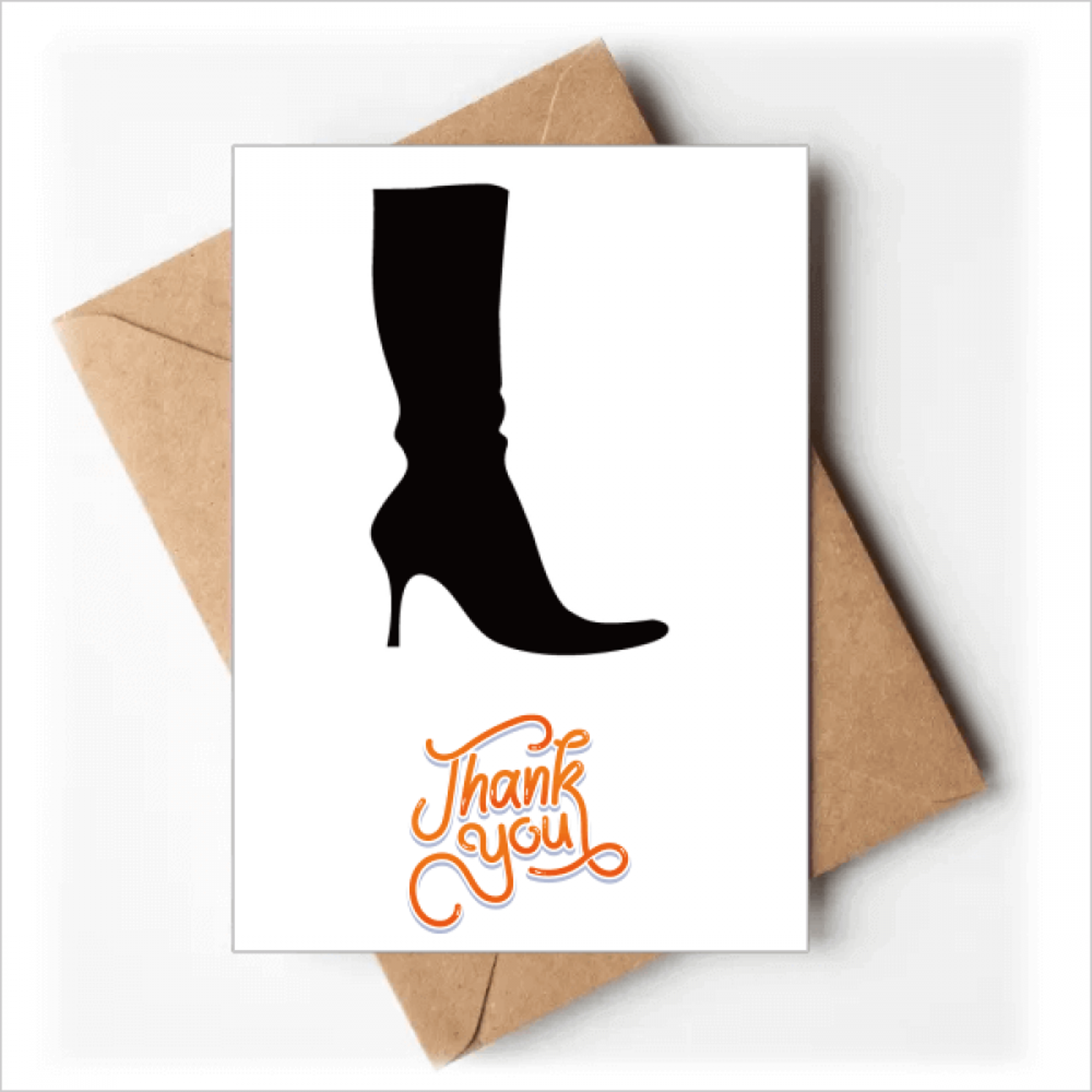Patron simple Black botas altas silueta Nota en blanco del sobre de la ...