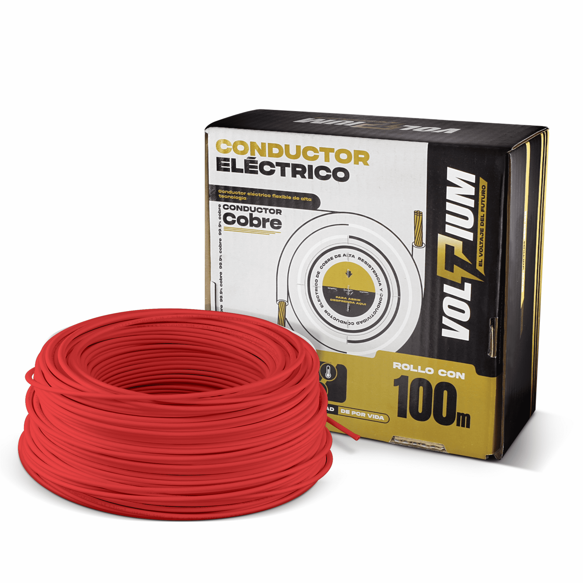 Cable Calibre 14 De Cobre Thw-ls / Thhw-ls 100 M Voltium Rojo Voltium ...