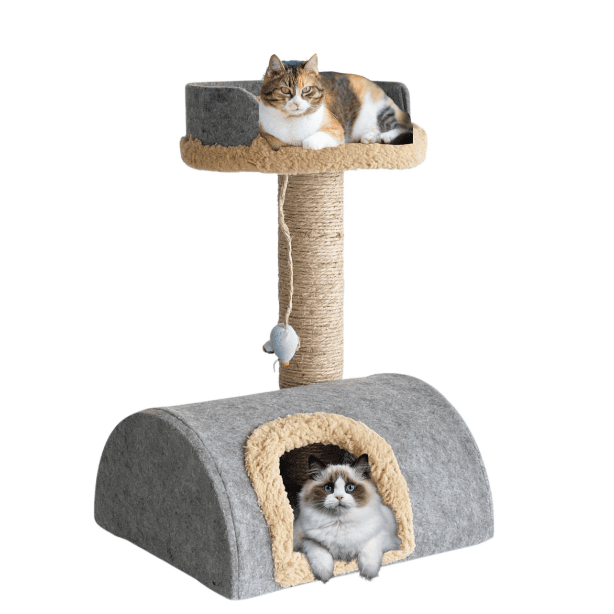 Cueva para Gato con Plataforma de Descanso y Rascador, Casa y Cama para ...