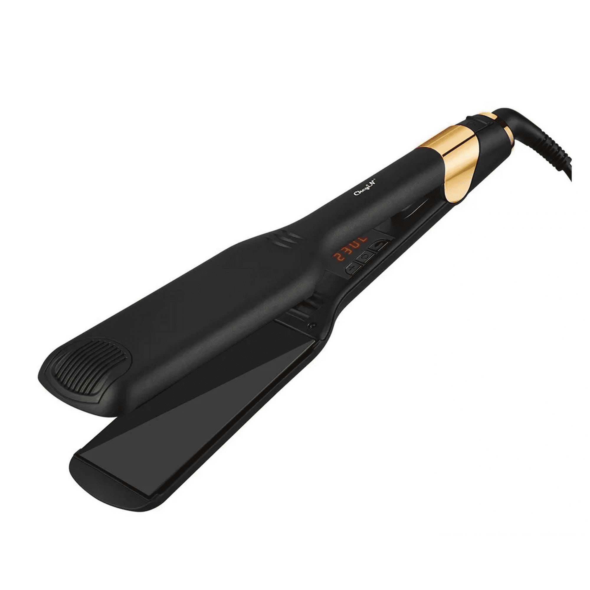 Plancha De Cabello Profesional De Cerámica 55mm Negro con dorado ...
