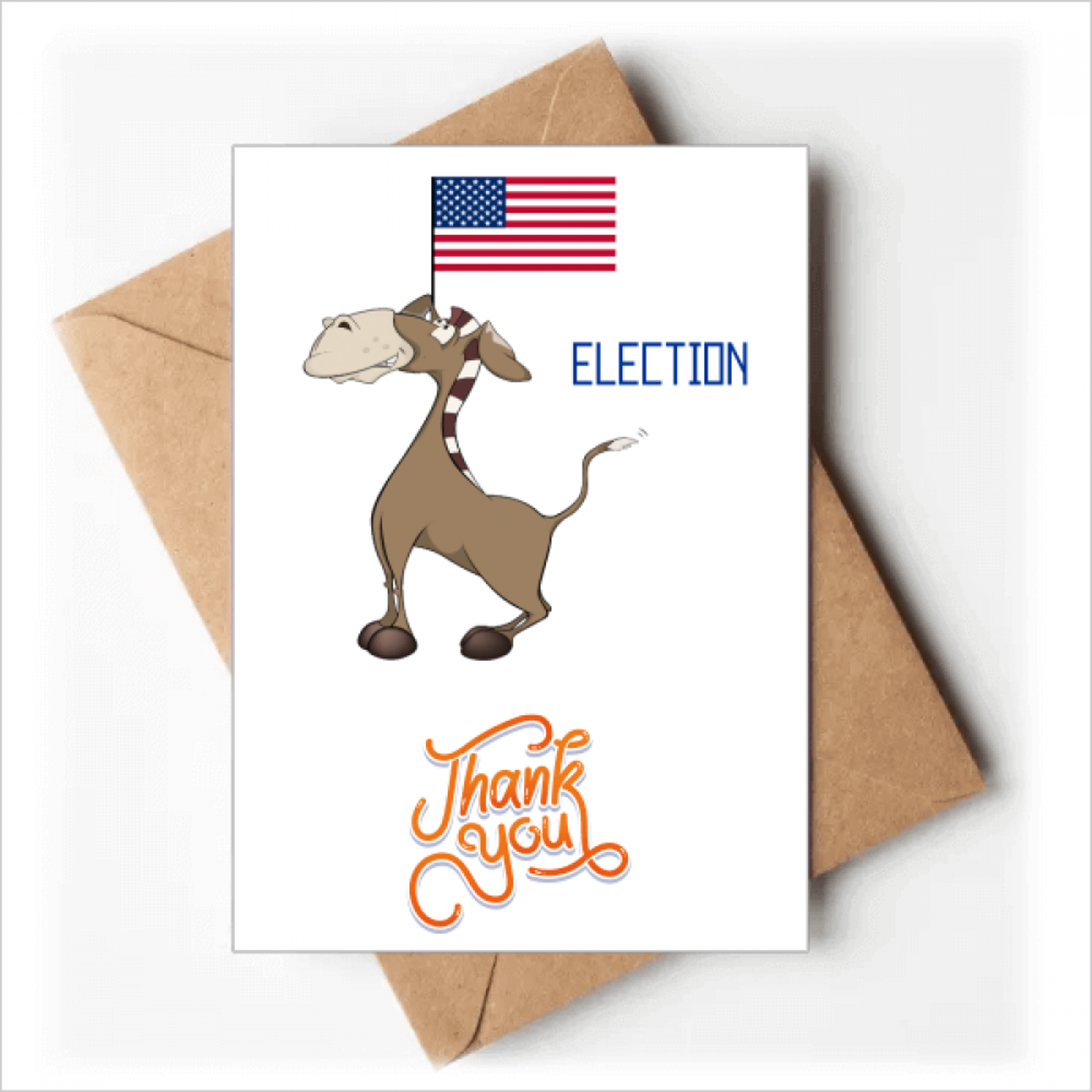 Asno demócrata levantar bandera elección Nota en blanco del sobre de la tarjeta de ...