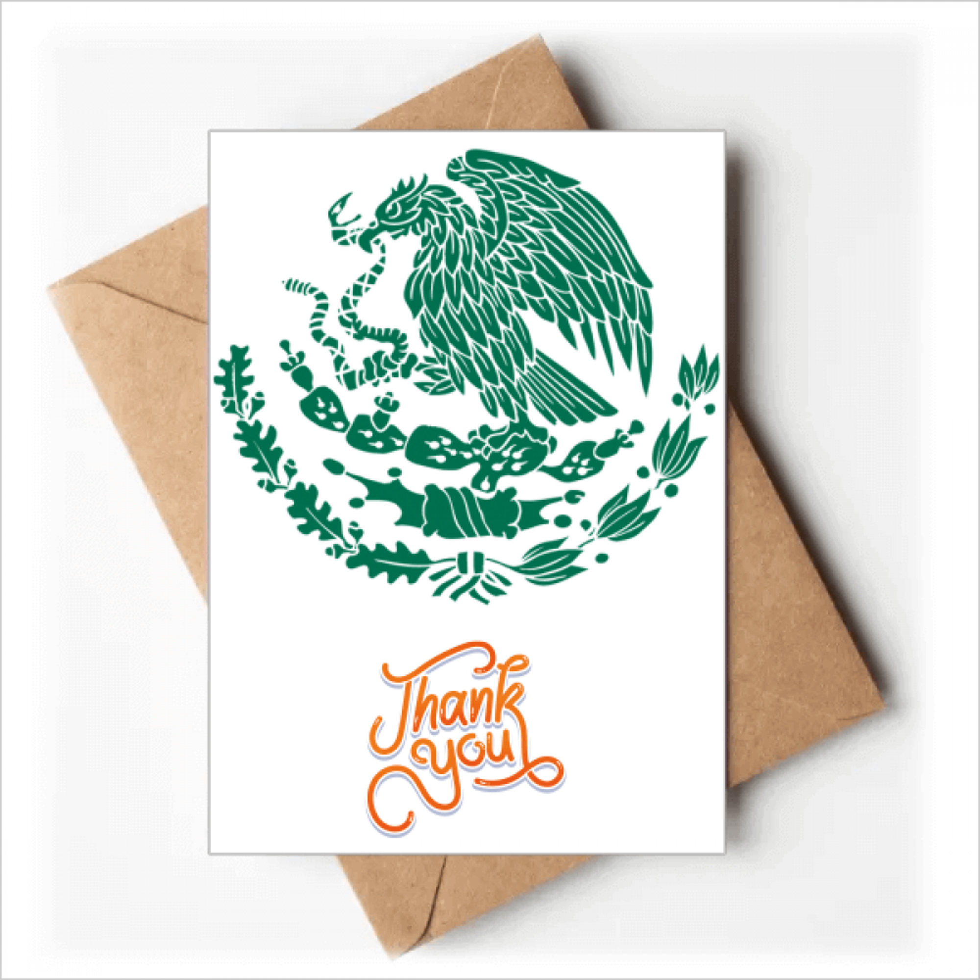 Emblema nacional país México Nota en blanco del sobre de la tarjeta de agradecimiento | Bodega ...