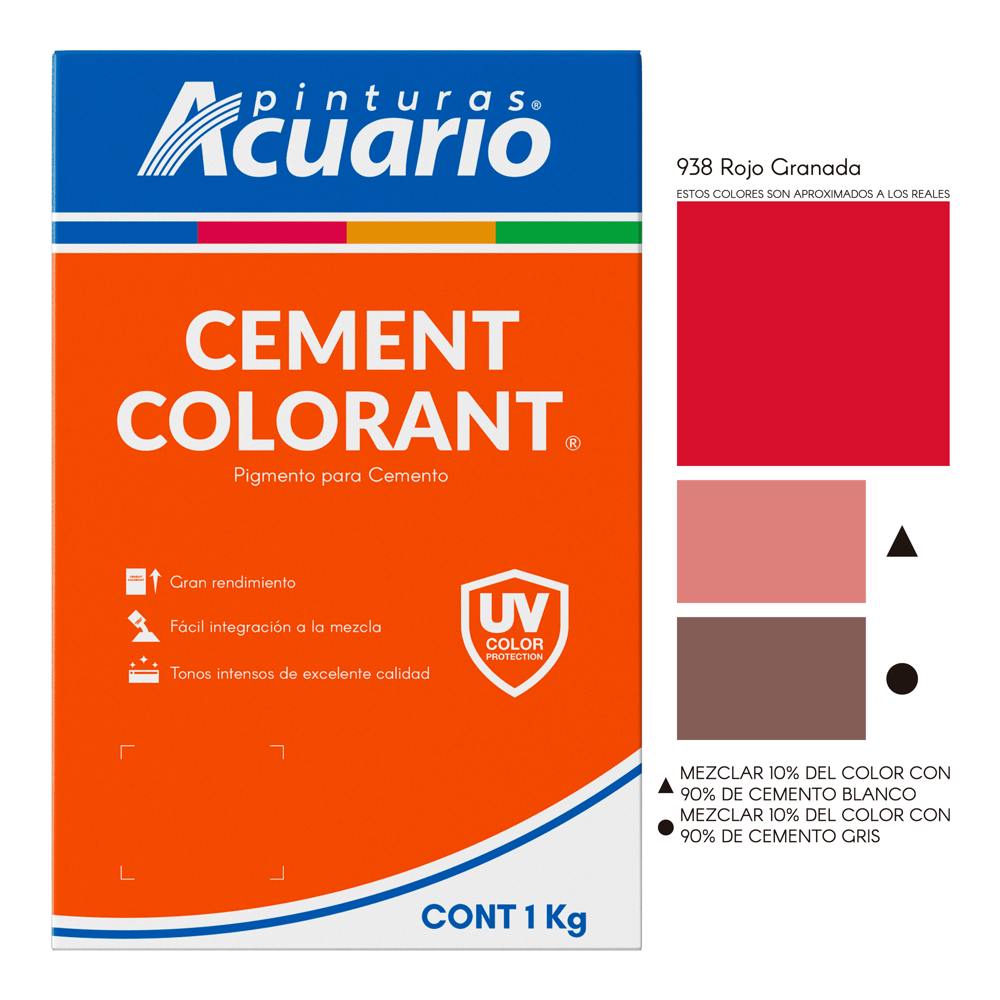 Pigmento Para Cemento Pinturas Acuario Cement Colorant 1 Kilo Rojo ...