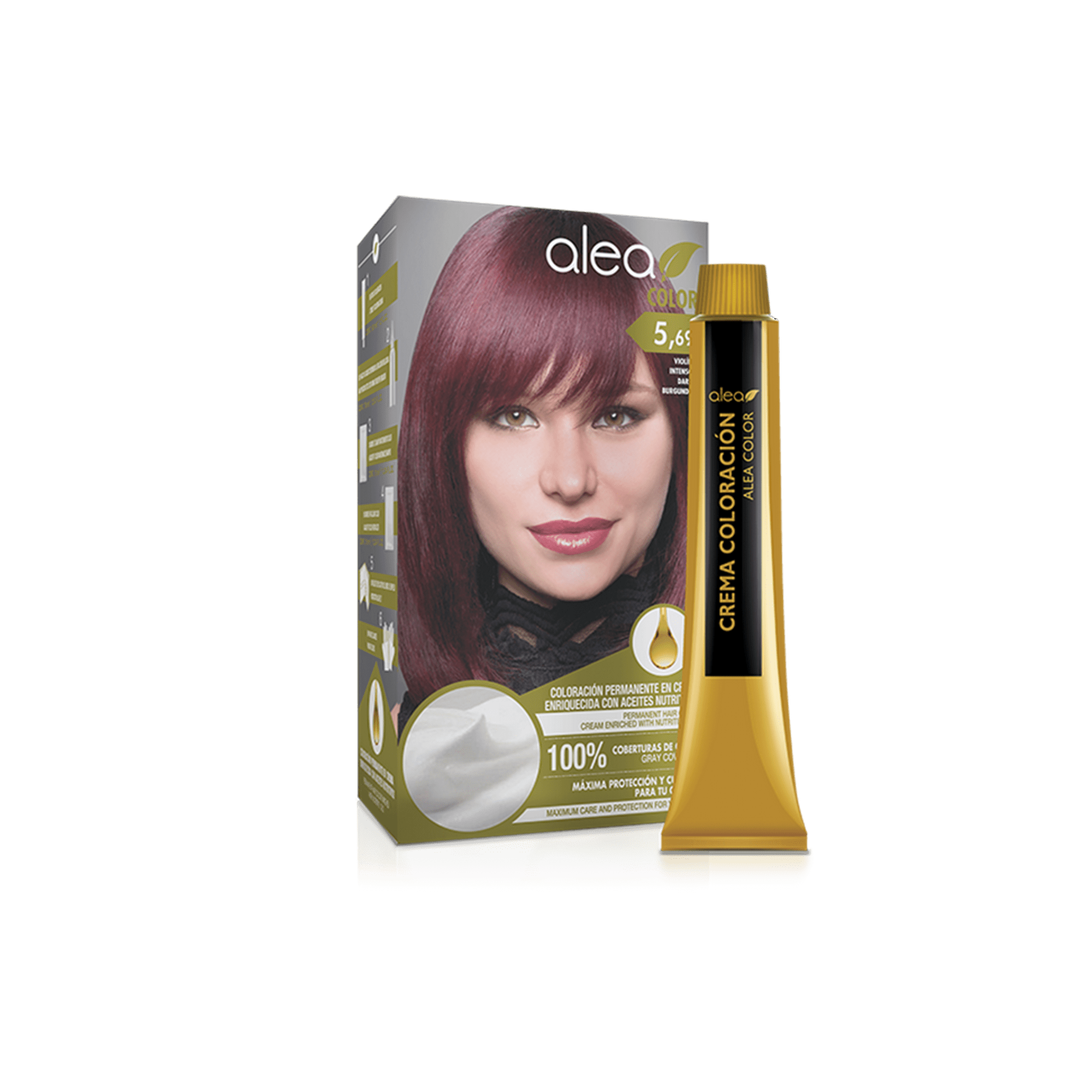 Alea Paquete de Tintes para Cabello Tono 5.69 Rojo Violín Intenso 5 ...