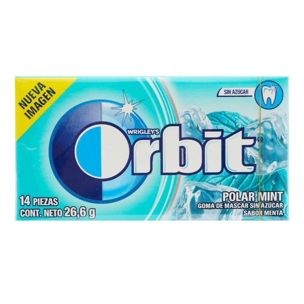 Goma de mascar Orbit sabor menta polar sin azúcar 1 paquete con 14 pzas ...