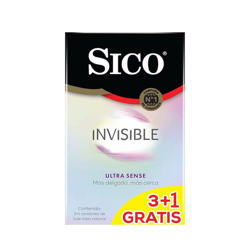 Condones Sico Invisible de látex ultra sense pack 3+1 | Walmart en línea