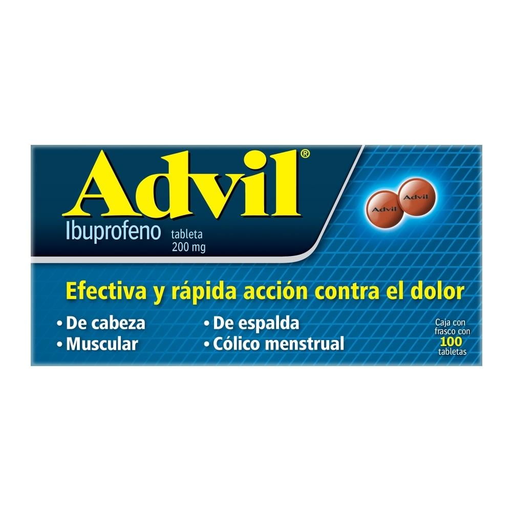 ADVIL 100 GR Advil 200 mg tabletas 100 pzas | Bodega Aurrera en línea