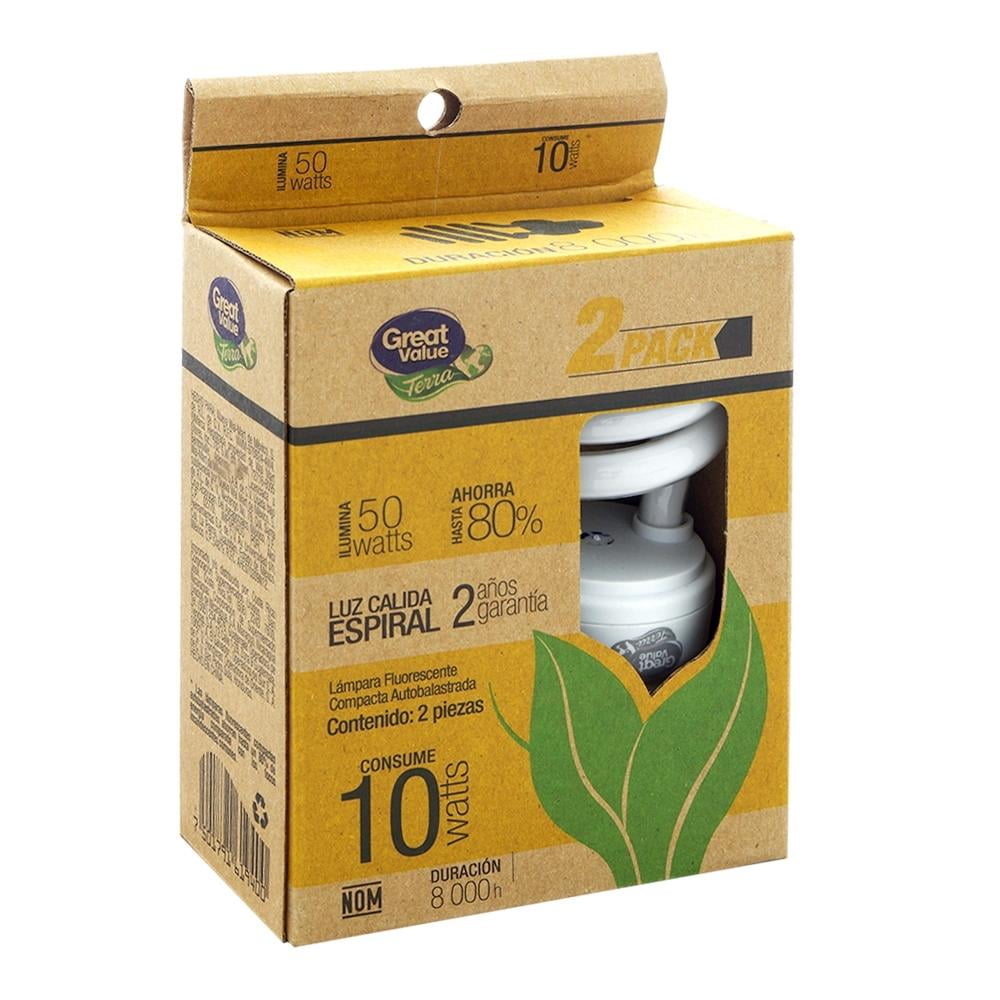 Paquete de Focos Great Value Terra espiral de luz cálida 1 pza | Walmart