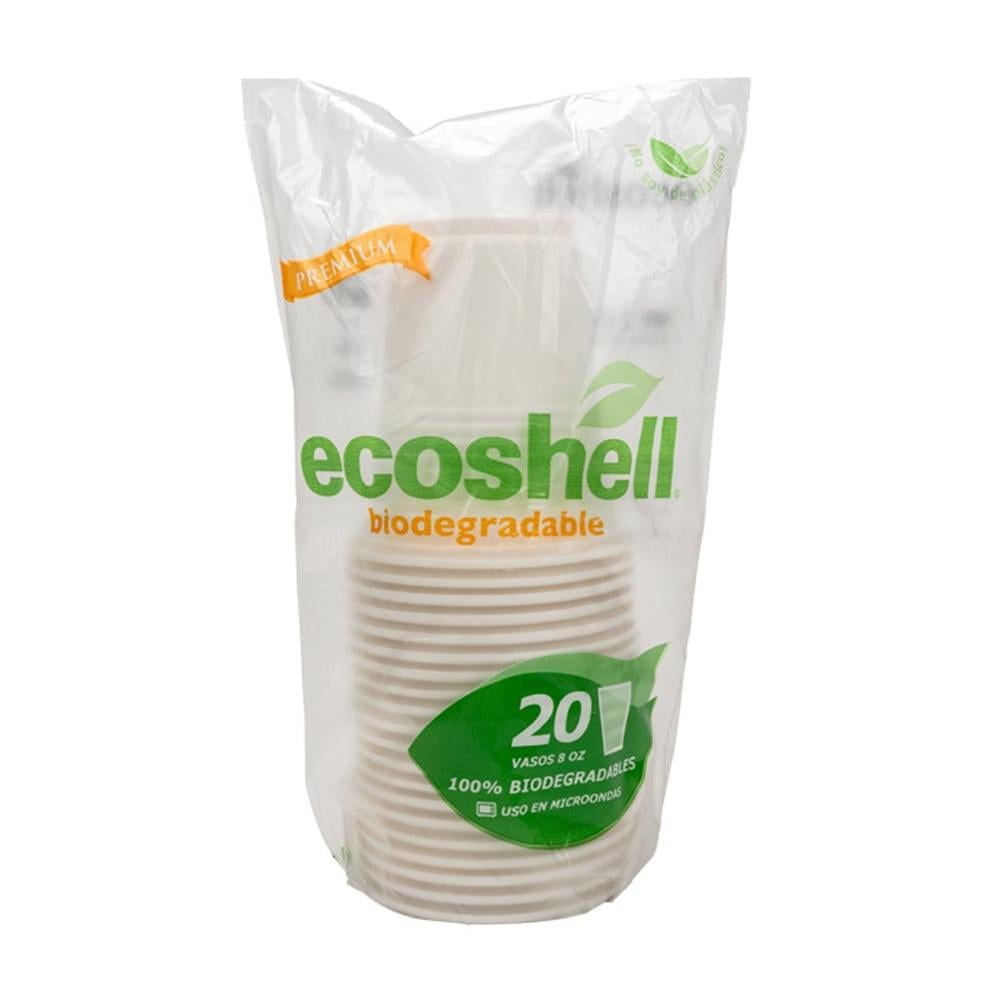 Vasos desechables Ecoshell biodegradables 8 oz 20 pzas || Bodega ...