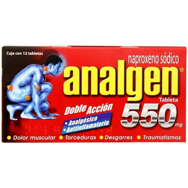 Naproxeno sódico Analgen doble acción 550 mg caja con 12 tabletas ...