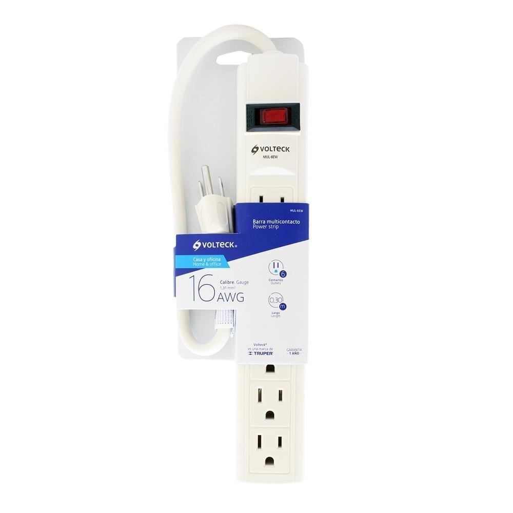 Barra Multicontacto Volteck 6 Entradas 20 cm | Walmart