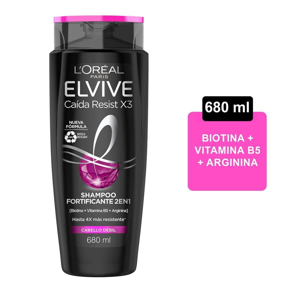 Shampoo 2 en 1 L'Oréal Paris Elvive caída resist X3 cabello débil 680 ...
