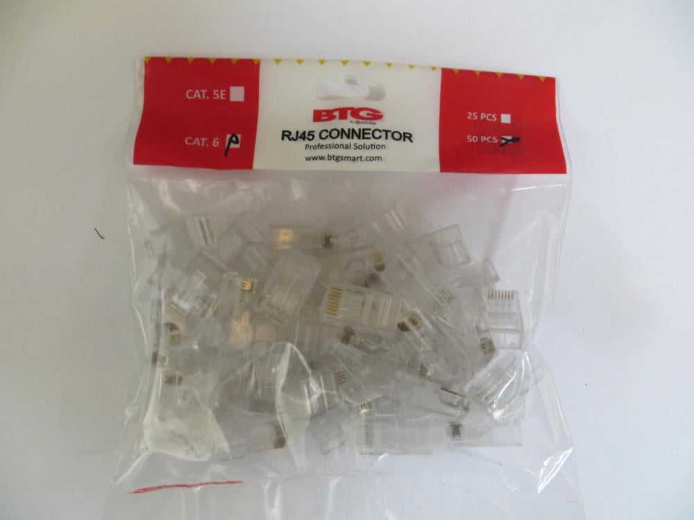 PLUG RJ45 CAT6 BOLSA CON 50 PIEZAS BTG CONECTOR RJ45 CAT6 50 PIEZAS ...